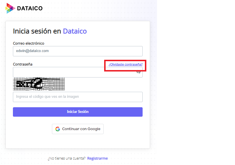 ¿Cómo cambiar o restablecer la contraseña en Dataico?