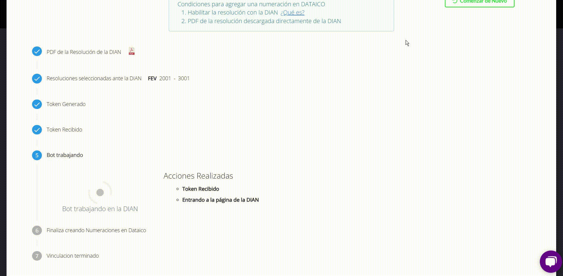 ¿Cómo asociar una Numeración para crear facturas electrónicas por primera vez en Dataico?