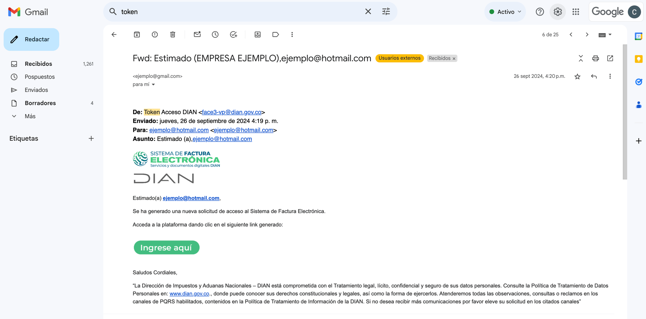 Token de acceso a la DIAN para vincular una Numeración de documento ...