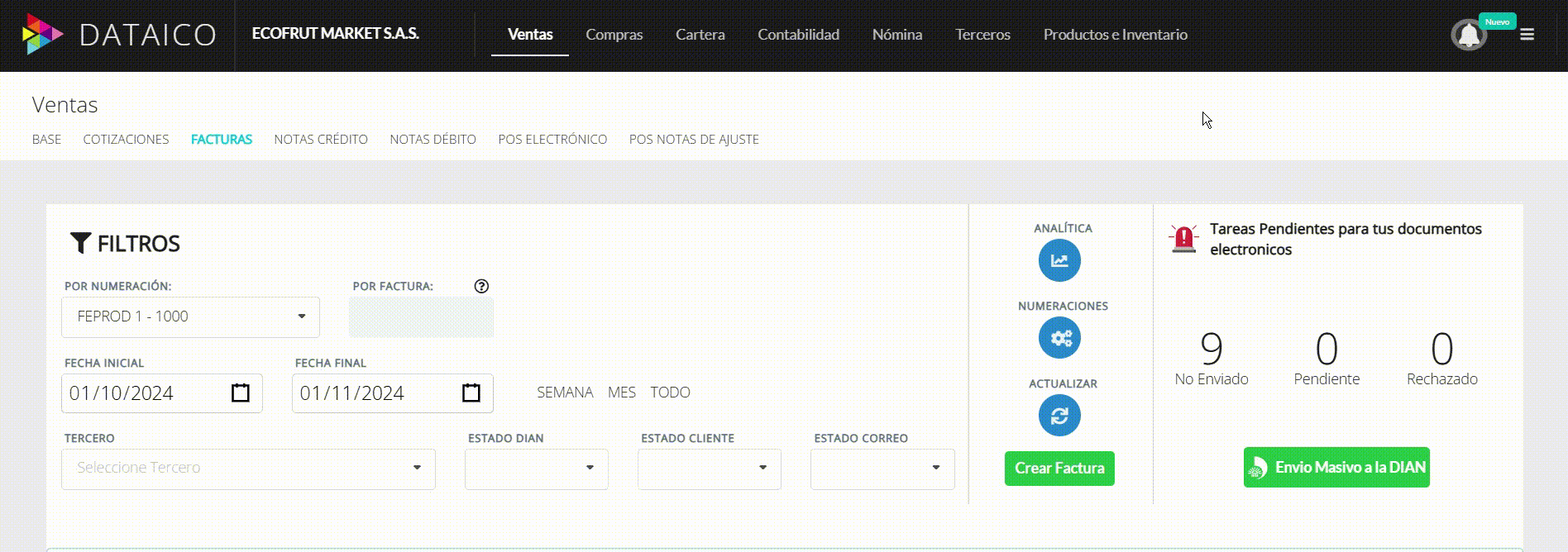 Cambiar o adquirir un plan en Dataico
