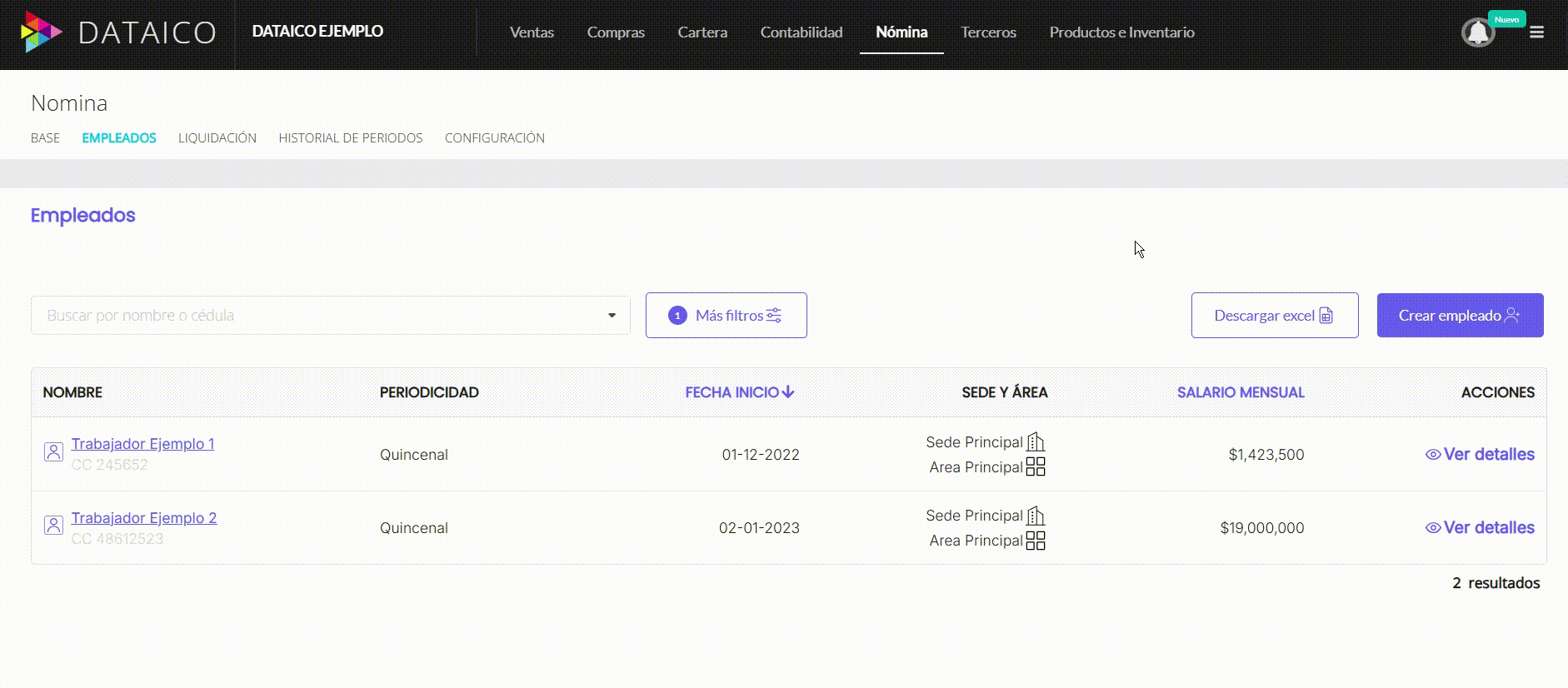 Como editar un empleado en el módulo de nómina de Dataico.