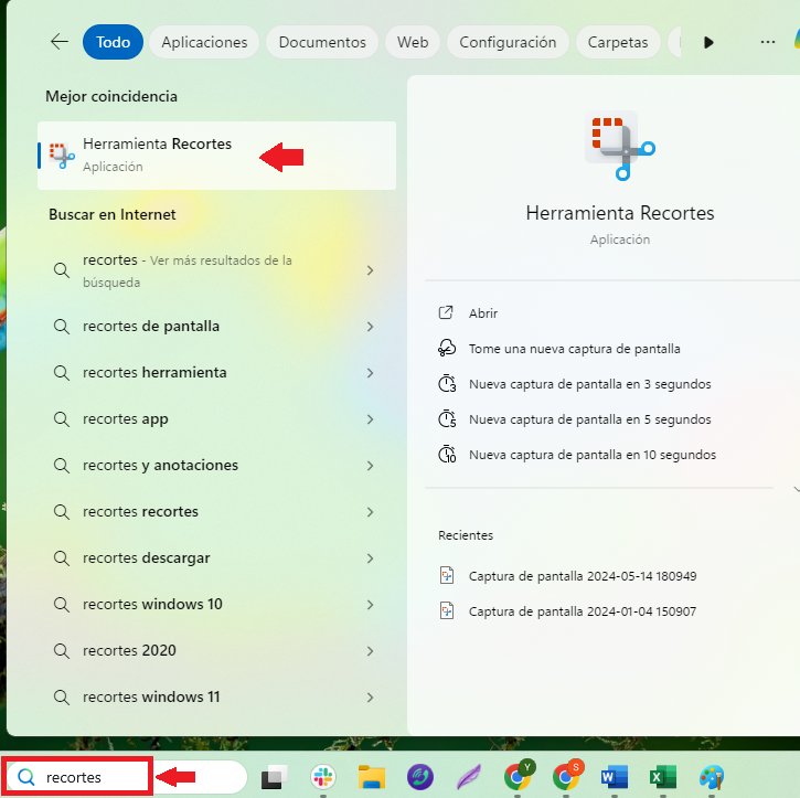 Tomar captura de pantalla desde la herramienta de recortes