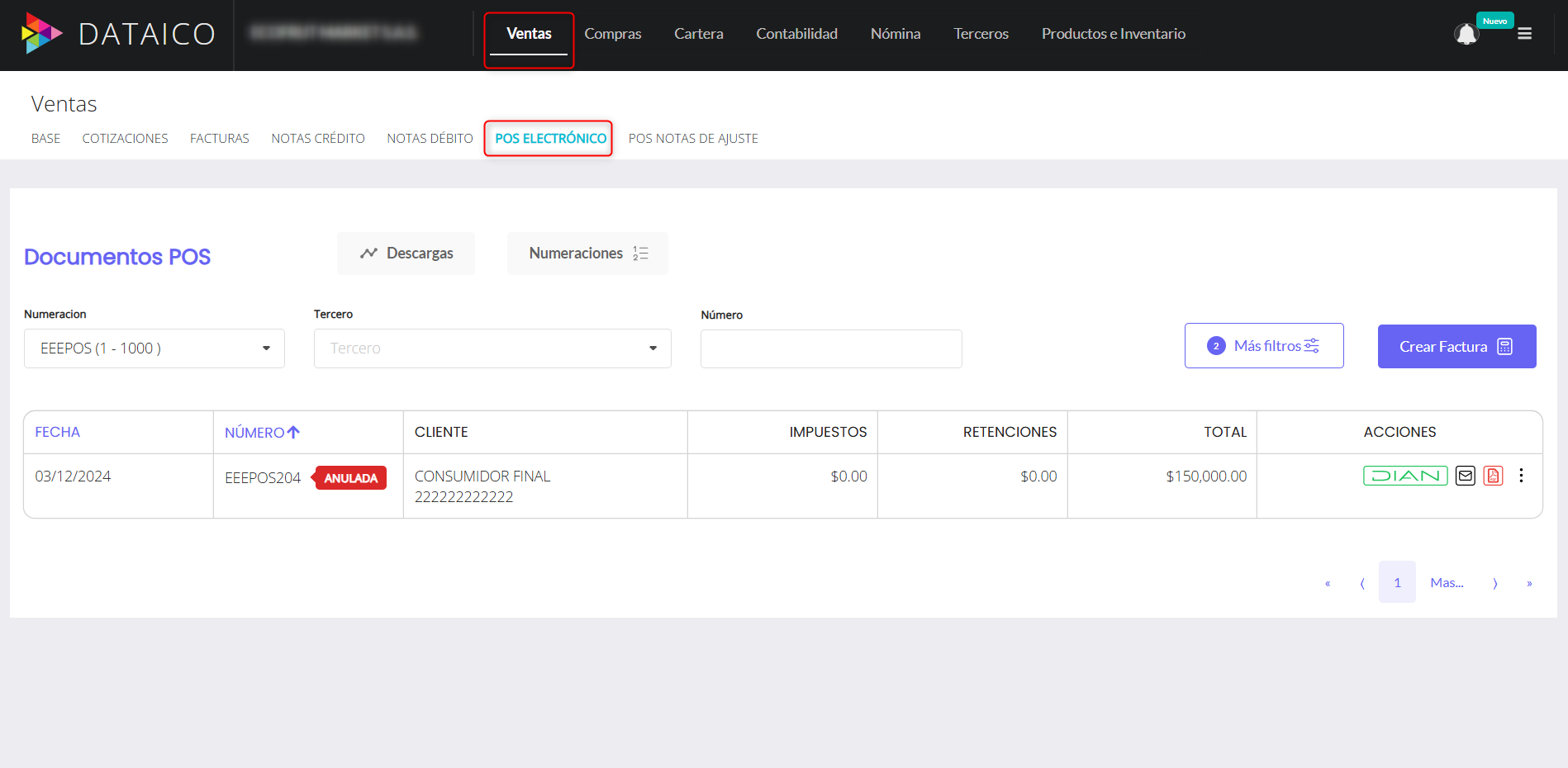 ¿Cómo descargar un Excel de documentos POS Electrónico en Dataico?