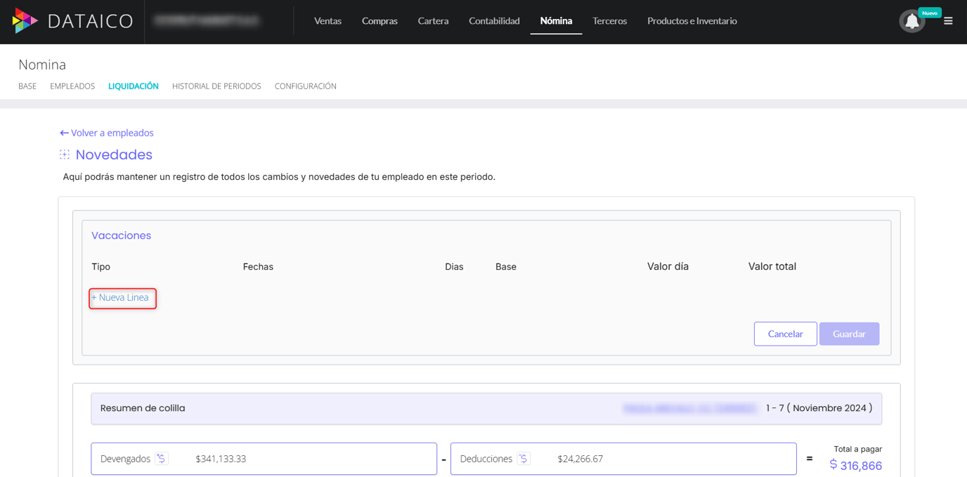 ¿Cómo agregar una novedad de vacaciones compensadas en la nómina administrativa de un trabajador?
