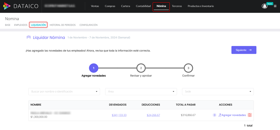 ¿Cómo agregar la novedad vacaciones disfrutadas en la nómina administrativa en para un trabajador?