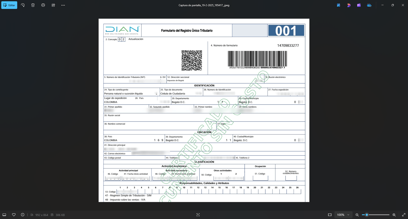 Carga del RUT en Dataico para el registro y activación de tu cuenta.