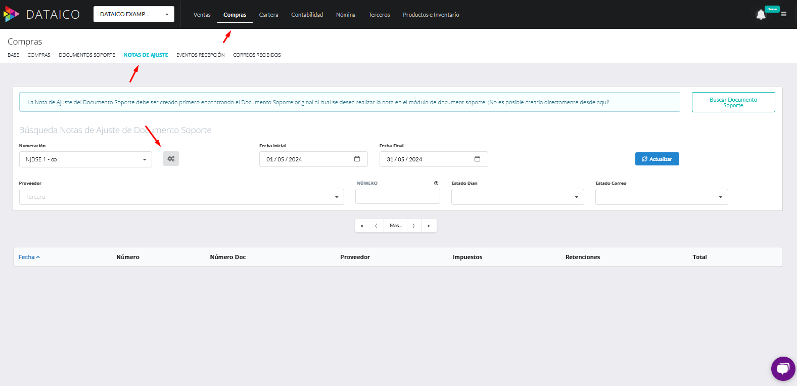 Crear nota de ajuste a DS API