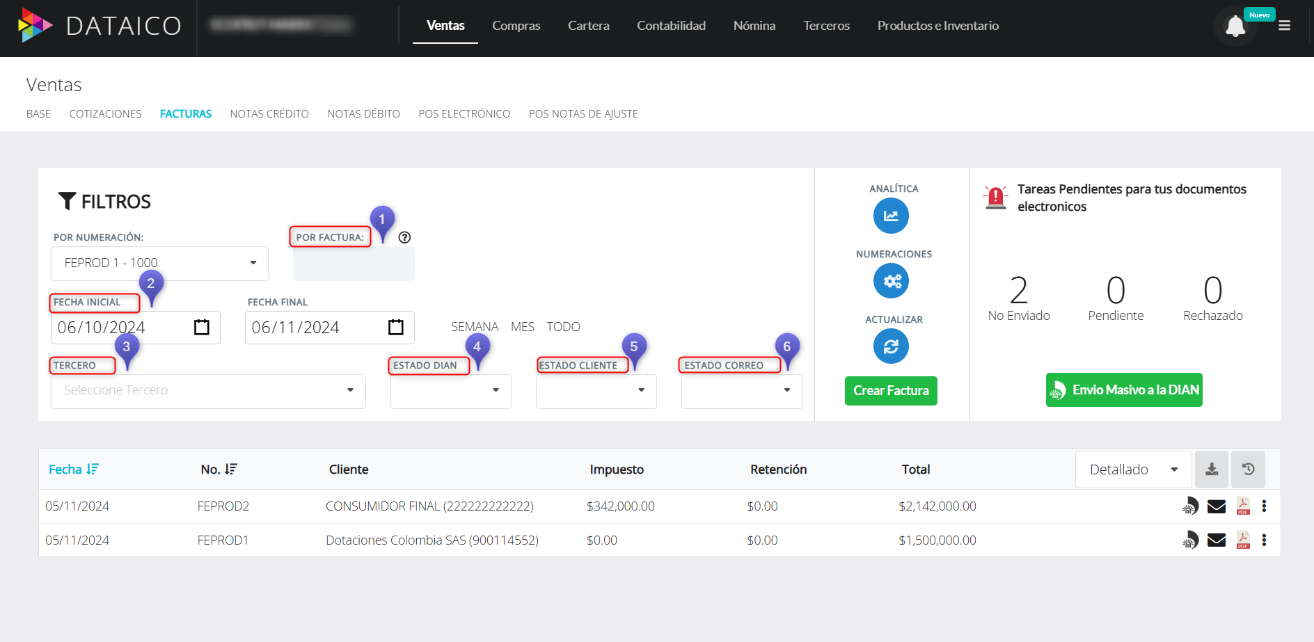 Editar una Factura en Dataico.