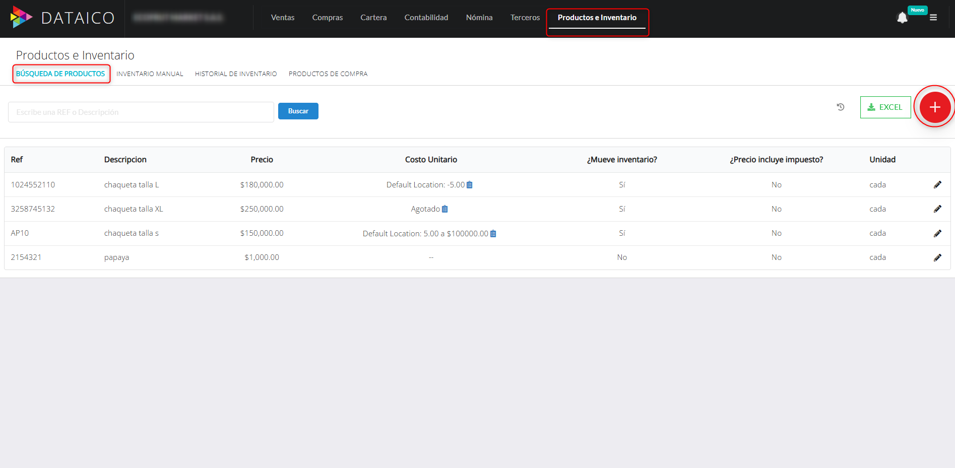 Crear un Producto en Dataico.