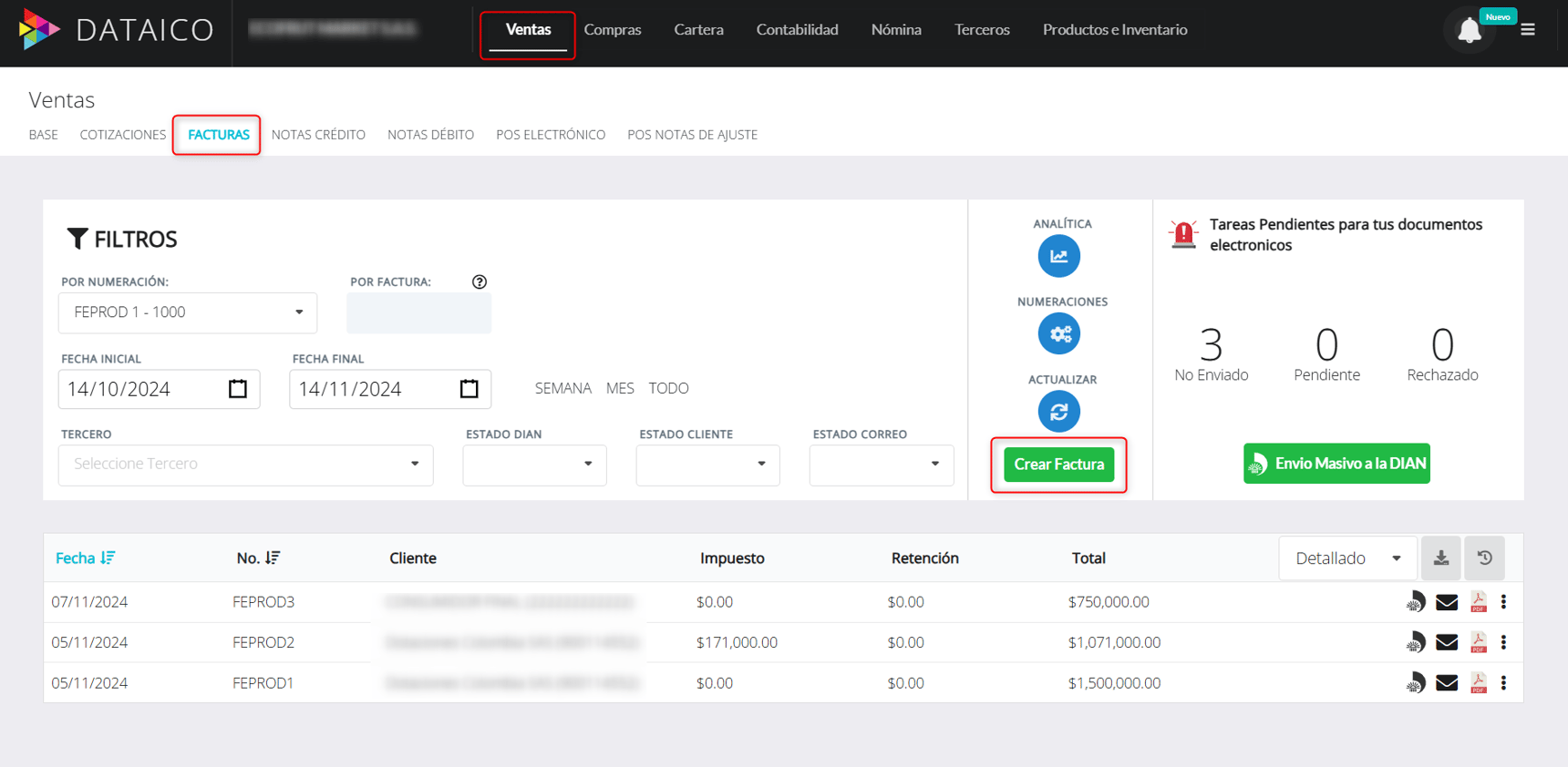 ¿Cómo realizar una factura electrónica en Dataico por primera vez?