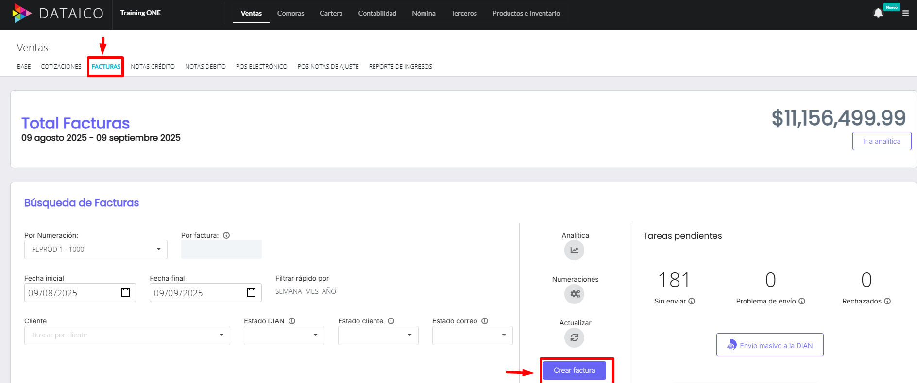 ¿Cómo realizar una factura electrónica en Dataico?