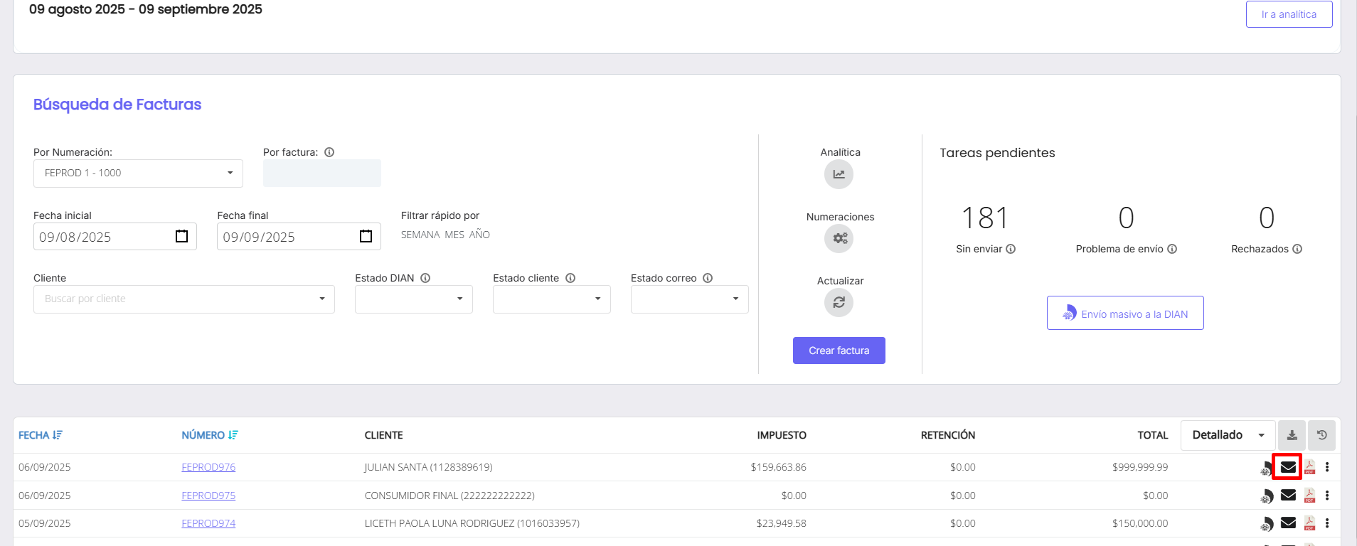 ¿Cómo realizar una factura electrónica en Dataico?