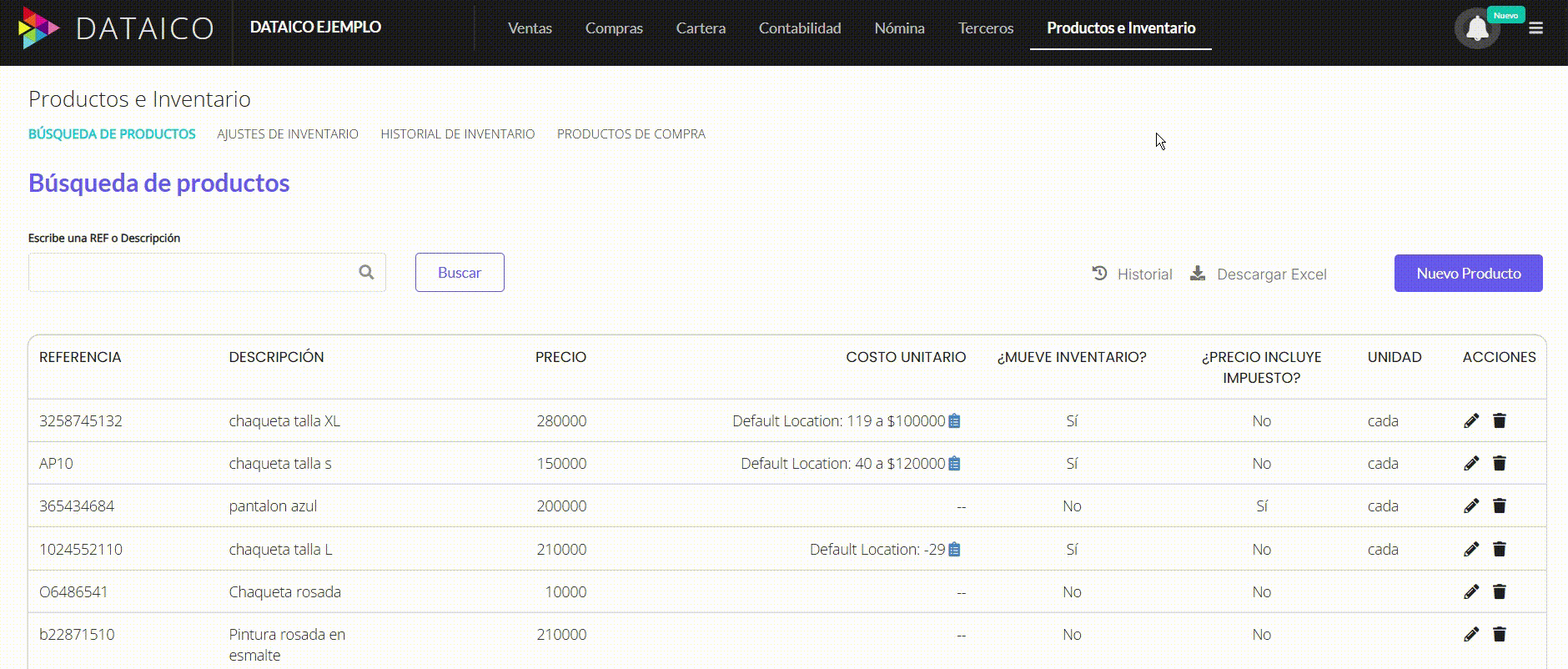 Paso a paso para crear un Producto en Dataico.
